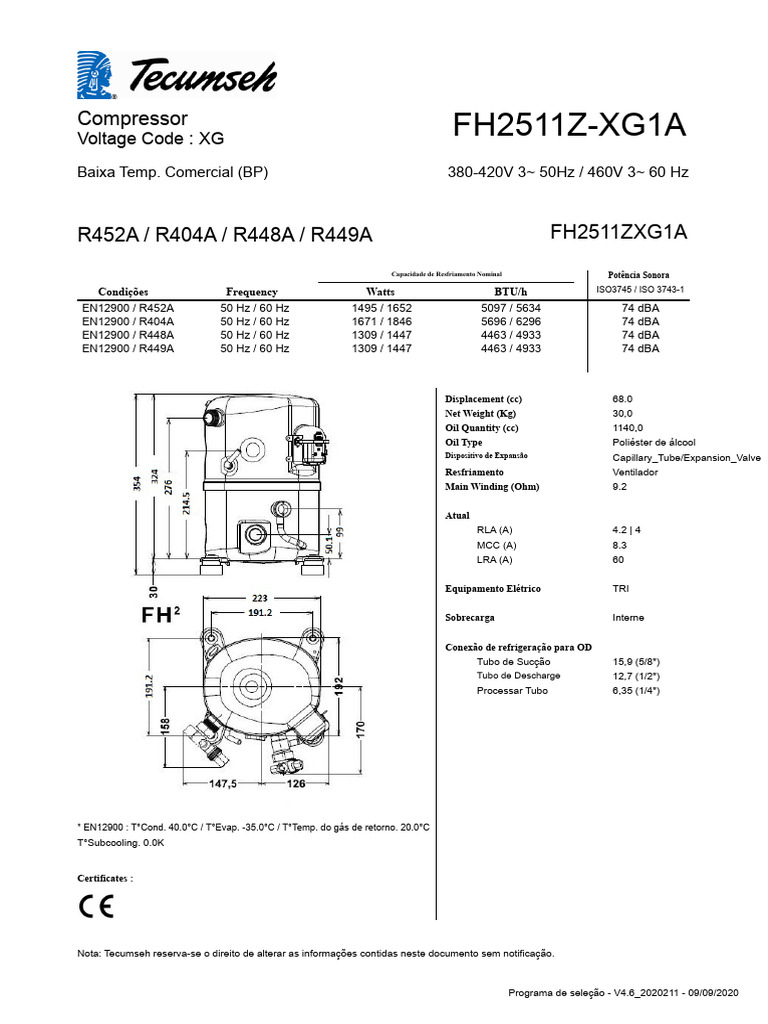 FH2511Z | PDF | Refrigeração | Quantidade