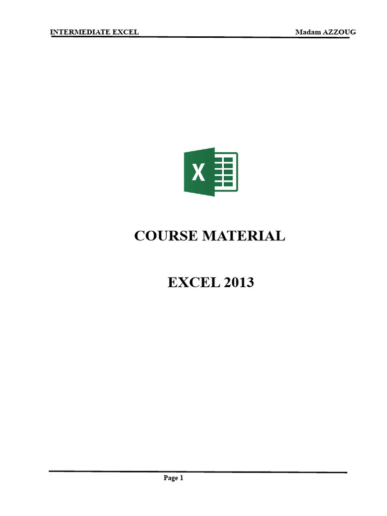 Intermediate Excel Course Material | PDF | Microsoft Excel | Function ...