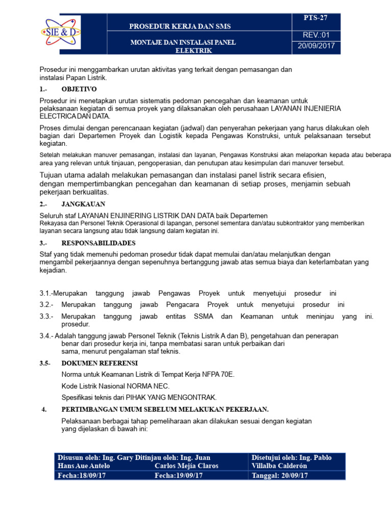 Prosedur Instalasi Panel Listrik | PDF