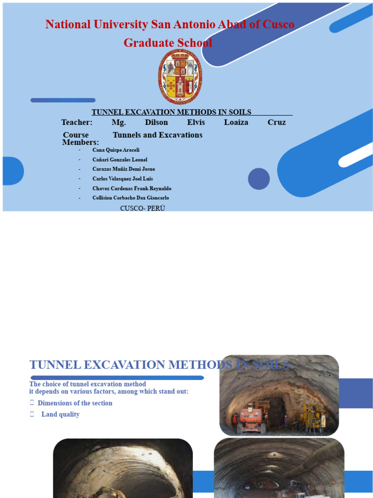 Tunnel Excavation Methods Overview | PDF | Loader (Equipment) | Tunnel