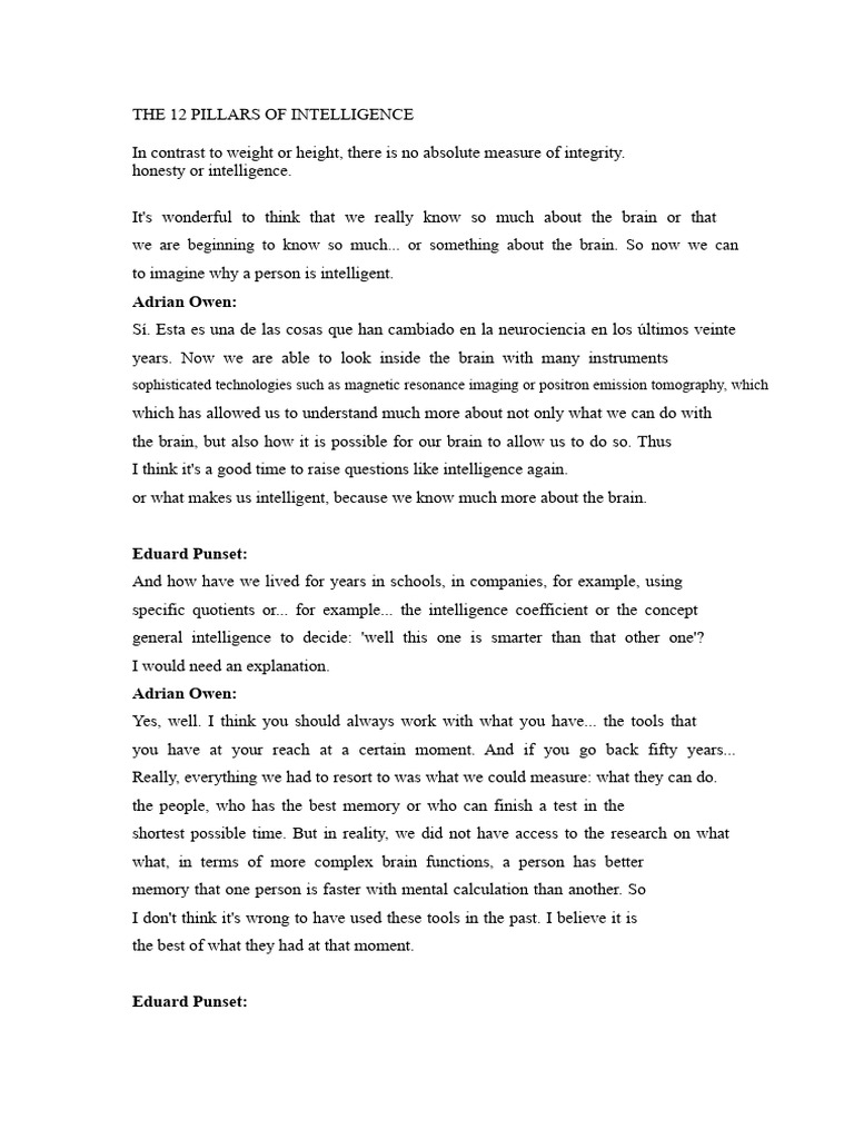 Understanding the 12 Pillars of Intelligence | PDF | Parkinson's ...