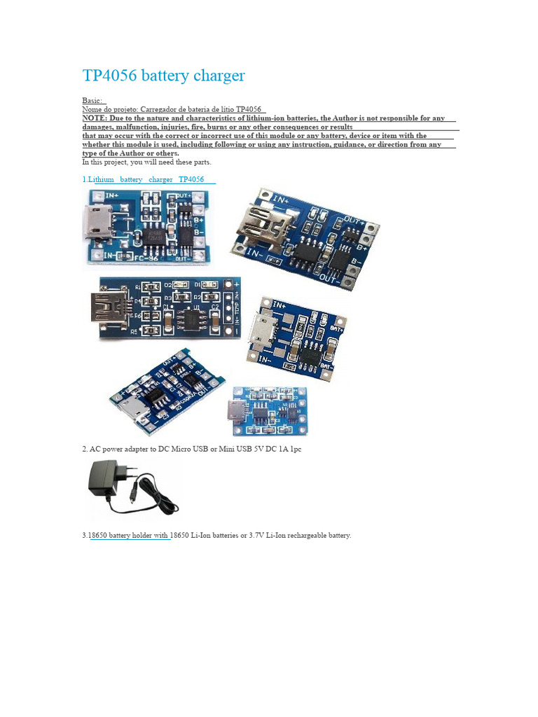 TP4056 Battery Charger | PDF | Battery Charger | Lithium Ion Battery