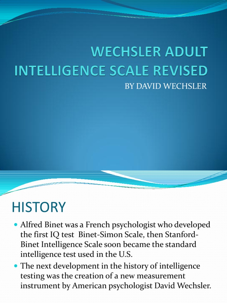 Wais R | PDF | Wechsler Adult Intelligence Scale | Educational Psychology