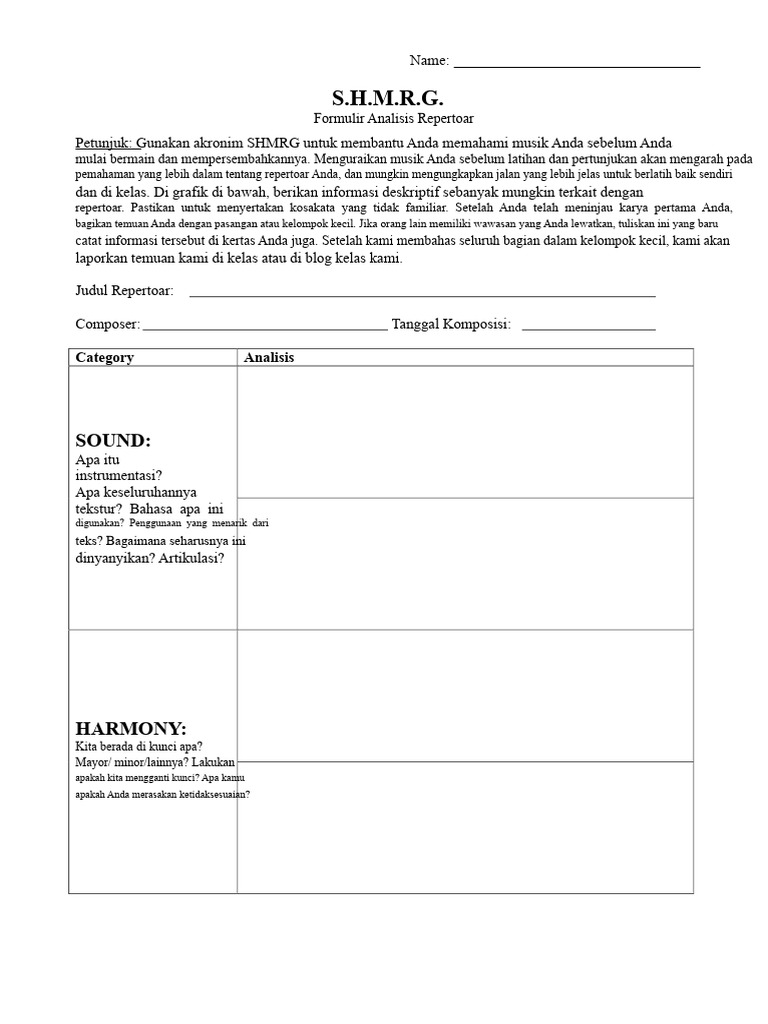 Formulir SHMRG | PDF