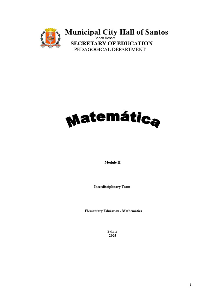 Mathematics Workbook - Elementary Education - Module 02 | PDF ...