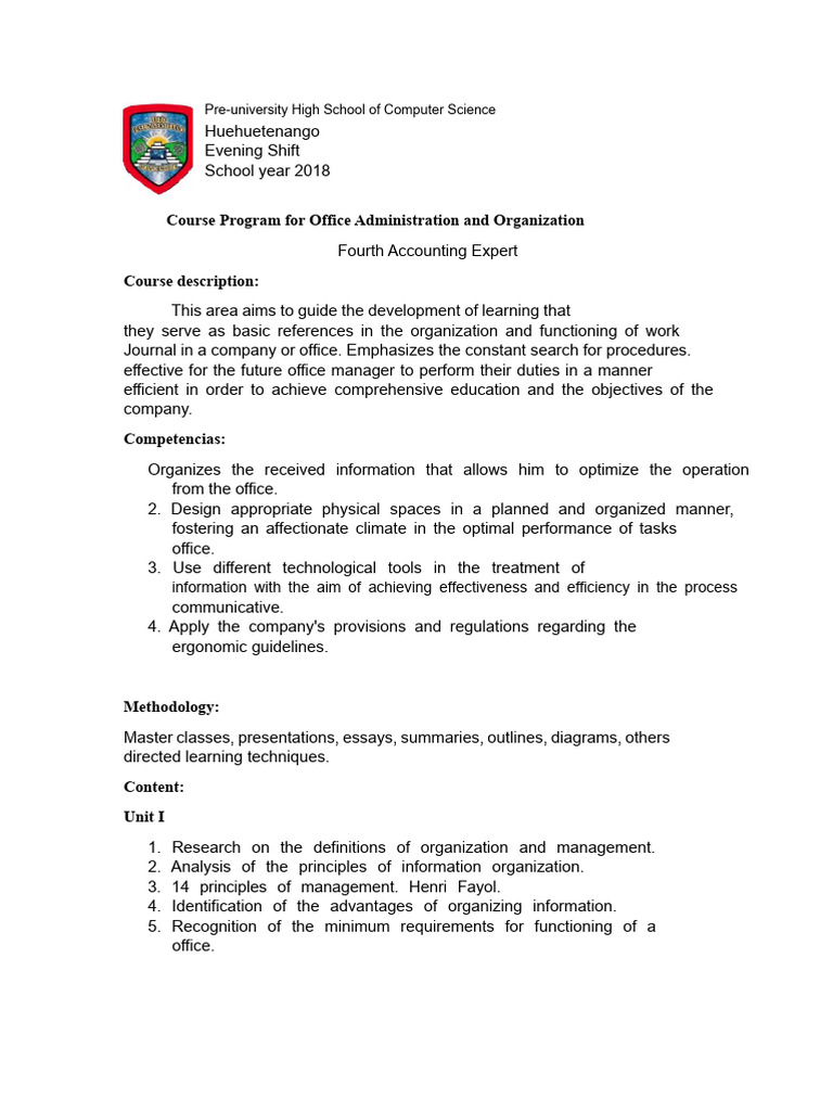 Office Administration Course Overview | PDF