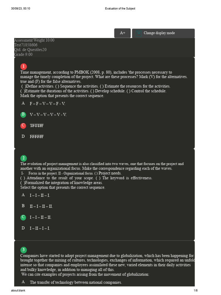 Project Management Evaluation Test | PDF | Project Management | Risk