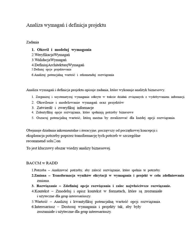 RADD - Analiza Wymagań I Definicja Projektu | PDF