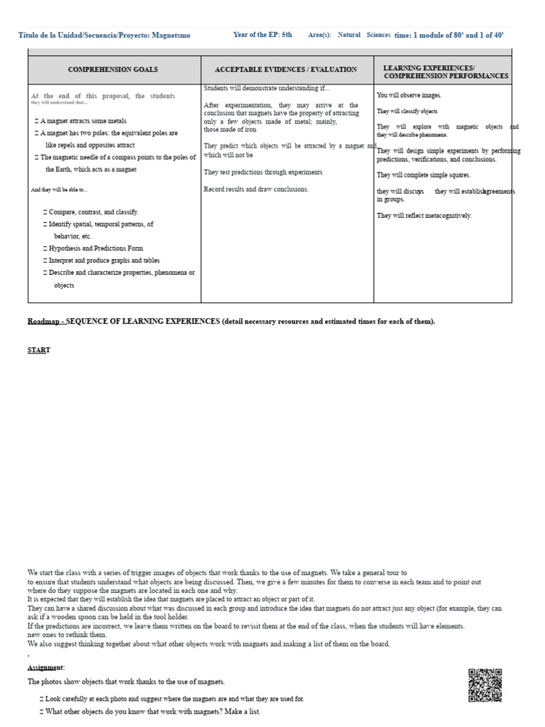 Magnetism Planning 5th Grade | PDF | Magnetism | Experiment