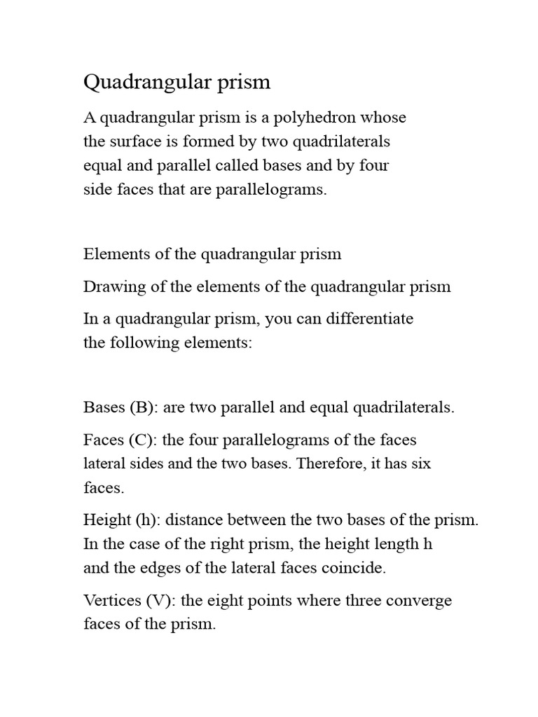 Understanding Quadrangular Prisms | PDF | Area | Polytopes