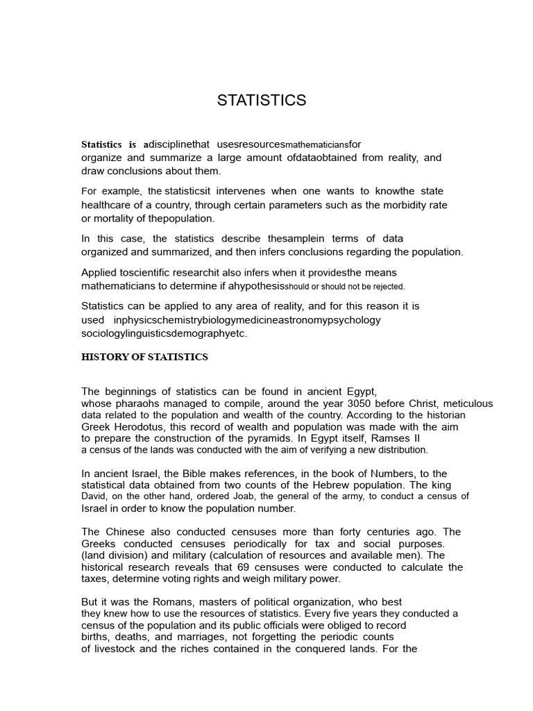 History of Statistics | PDF | Statistics | Statistical Inference