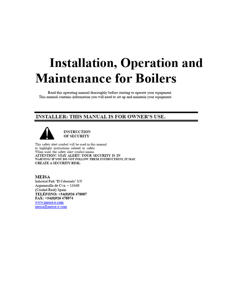 Boiler Operating Manual | PDF | Boiler | Water