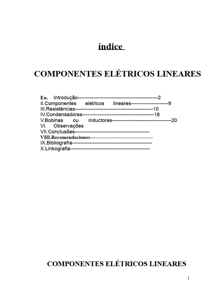 Componentes Elétricos Lineares Explicados | PDF | Resistência elétrica ...