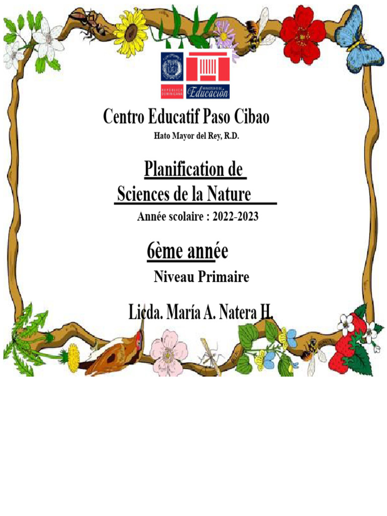 Planification des Sciences 6e Année | PDF | Soleil | Environnement naturel