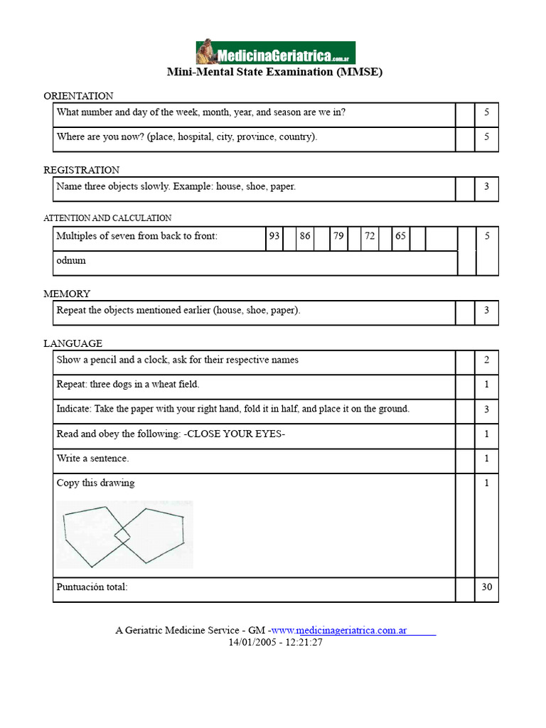 MMSE - Sheet | PDF