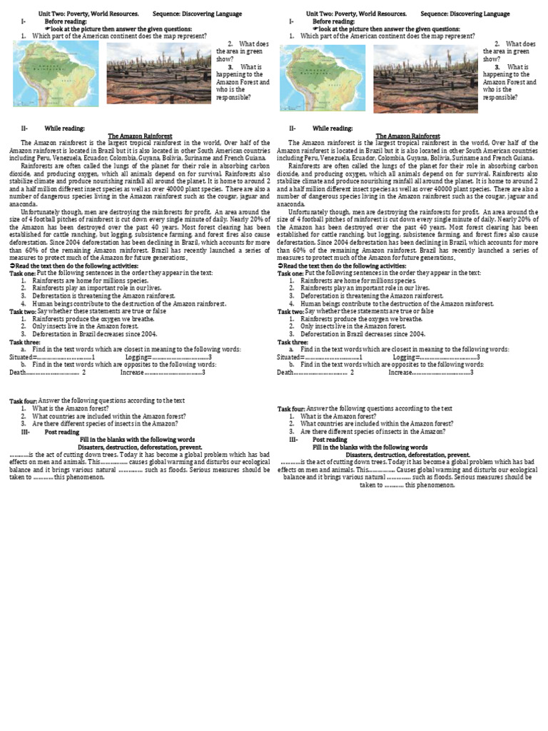 Unit Two Amazon Forest 2020 | PDF | Amazon Rainforest | Deforestation