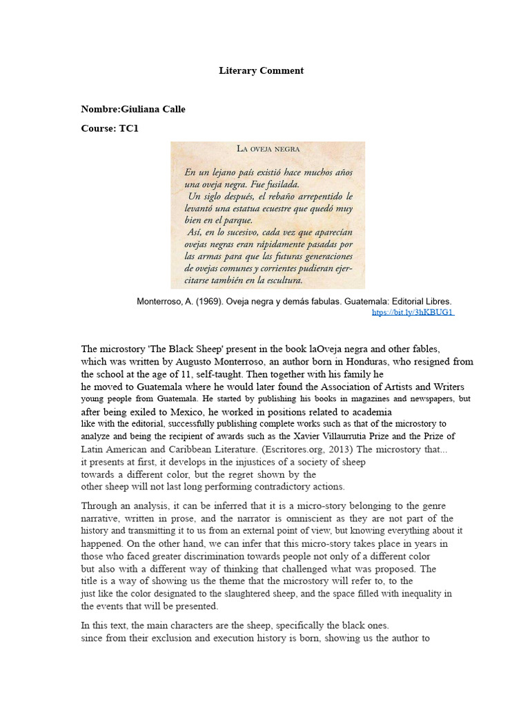 Literary Commentary - BLACK SHEEP | PDF