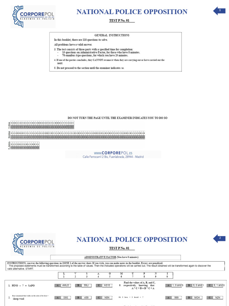 Psychotechnical Test Police | PDF | Ellipsis