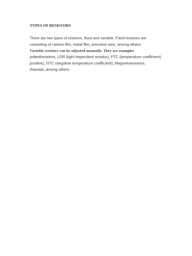 Types of Resistors | PDF