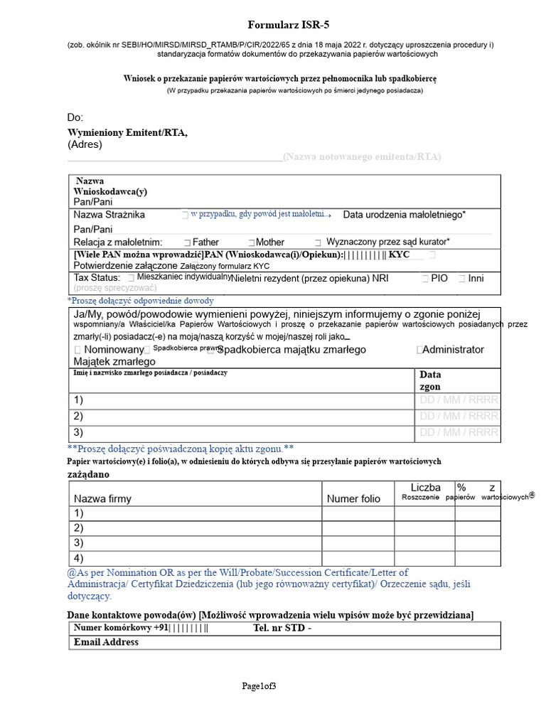 Formularz ISR 5 | PDF