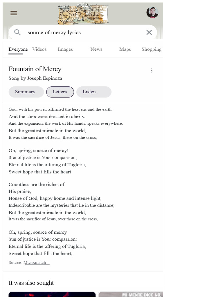 Source of Mercy Lyrics - Search With Google | PDF