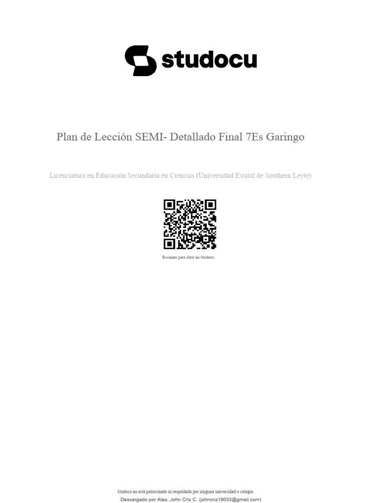 Plan de Lección Semi Detallado Final 7es Garingo | PDF | Configuración ...