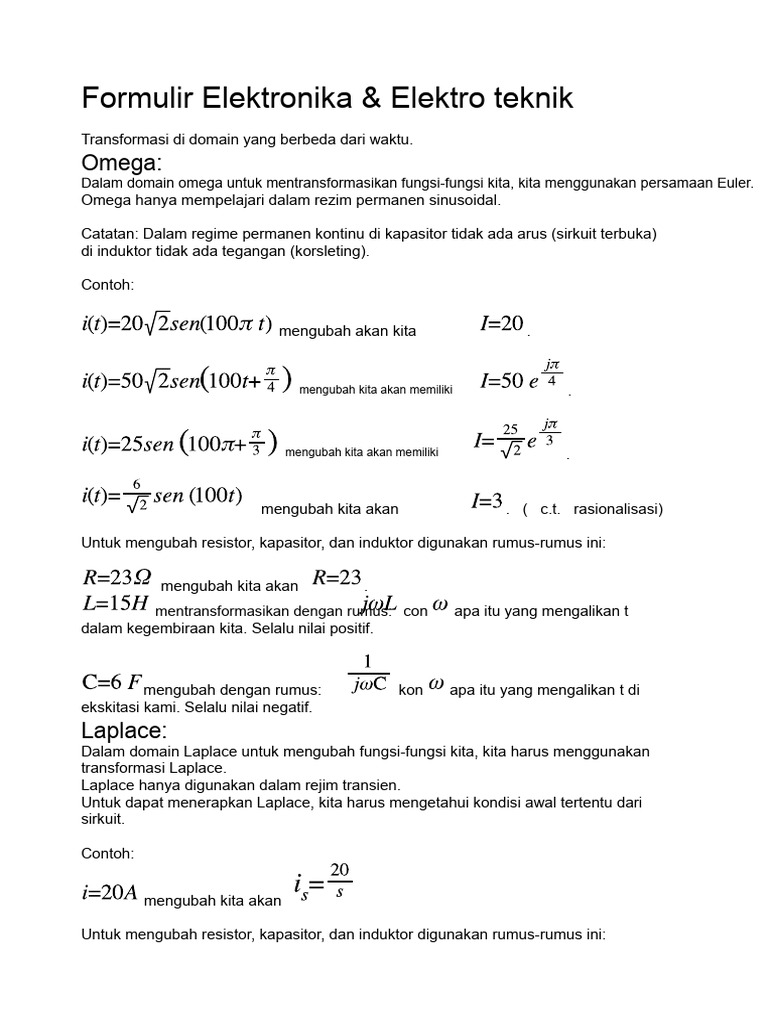 Formulir Elektroteknik Dan Elektronik | PDF