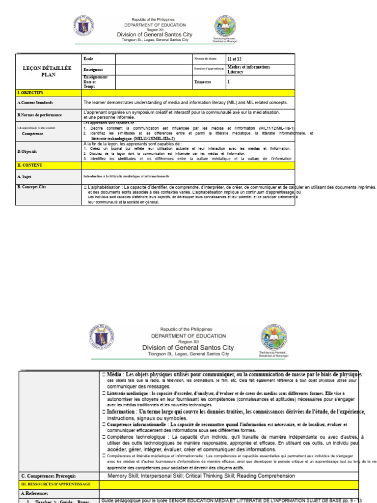 Littérature Médiatique Et Informationnelle (MIL) - Exemplar de Leçon 1 ...