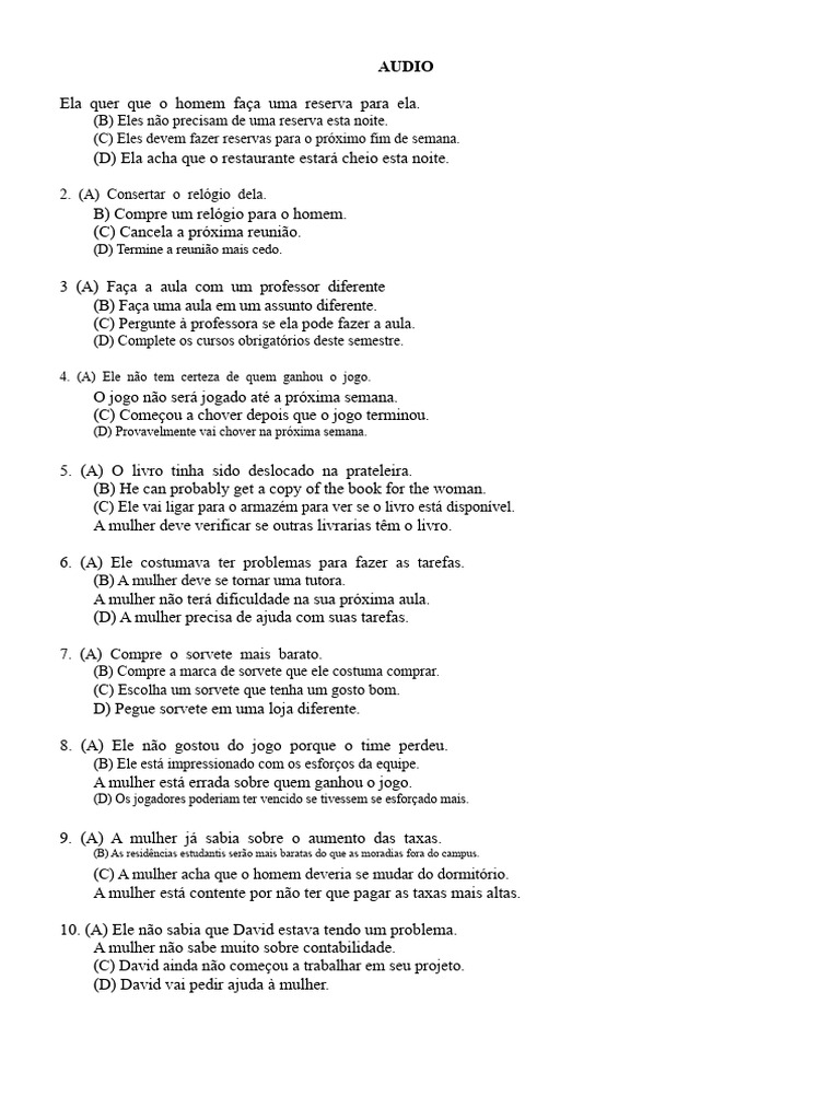 PROVA TOEFL Dan Chaves de Respostas | PDF | Antropologia