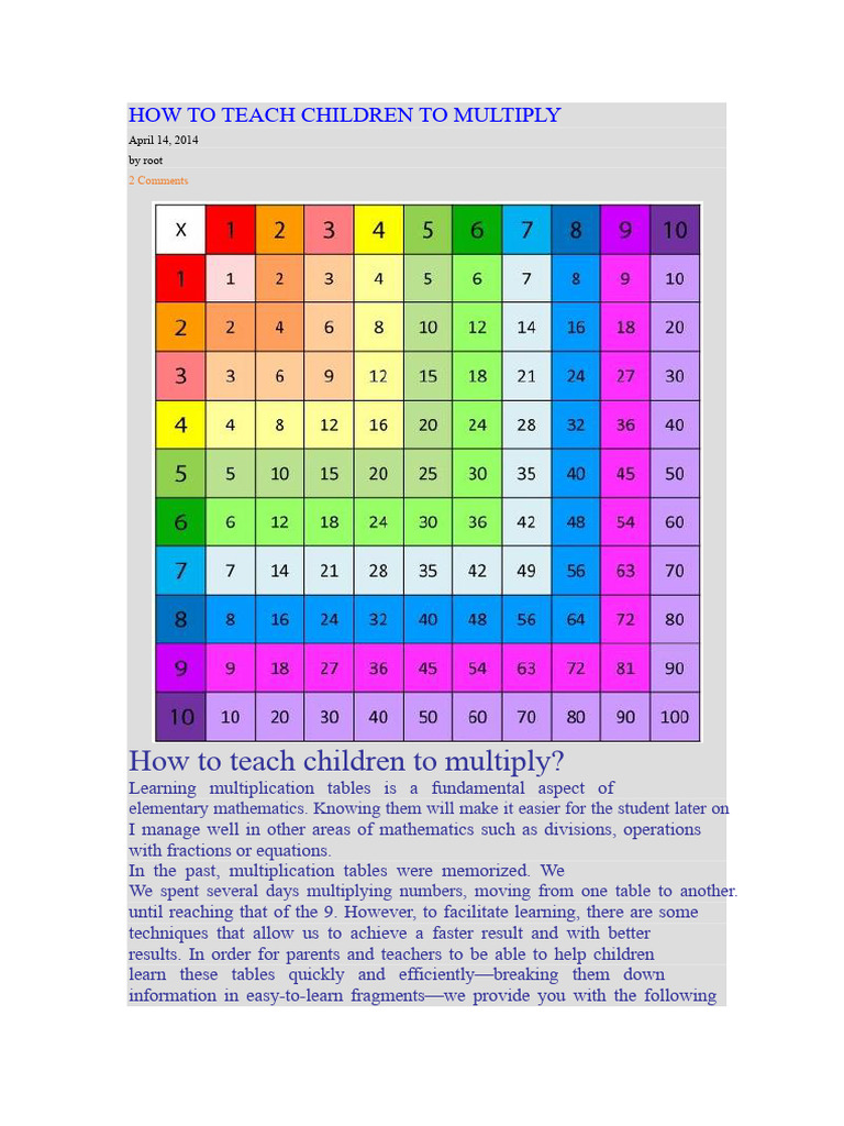 How To Teach Children To Multiply | PDF | Multiplication | Numbers
