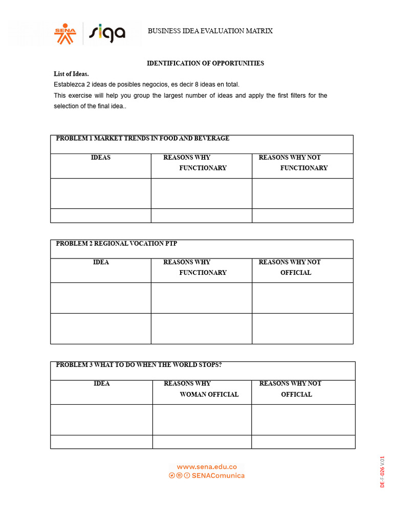 Business Idea Evaluation Matrix Guide | PDF | Cognition