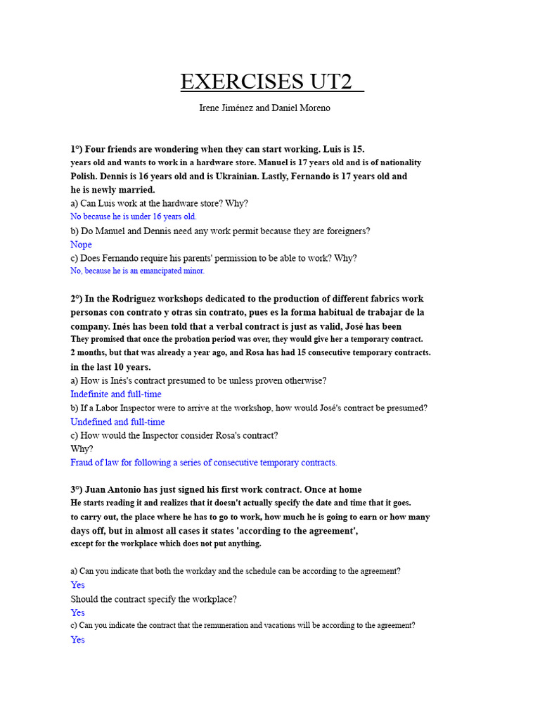 Exercises UT2 | PDF | Employment | Self Employment