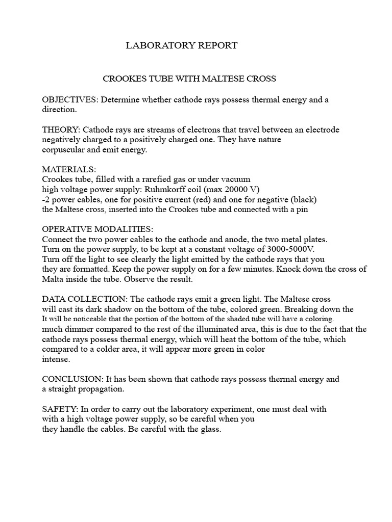 Crookes Tubes Report | PDF | Vacuum Tube | Cathode