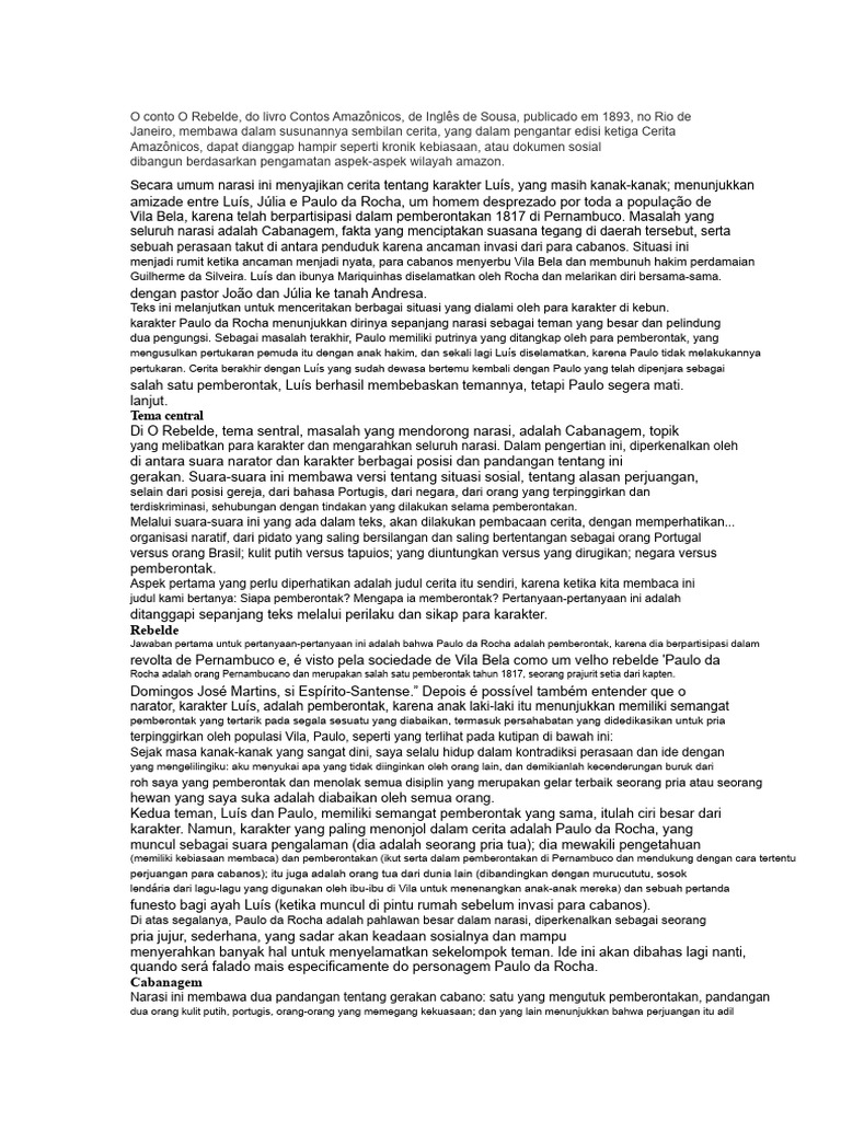 Cerita Tentang Pemberontak - Ingles de Sousa | PDF