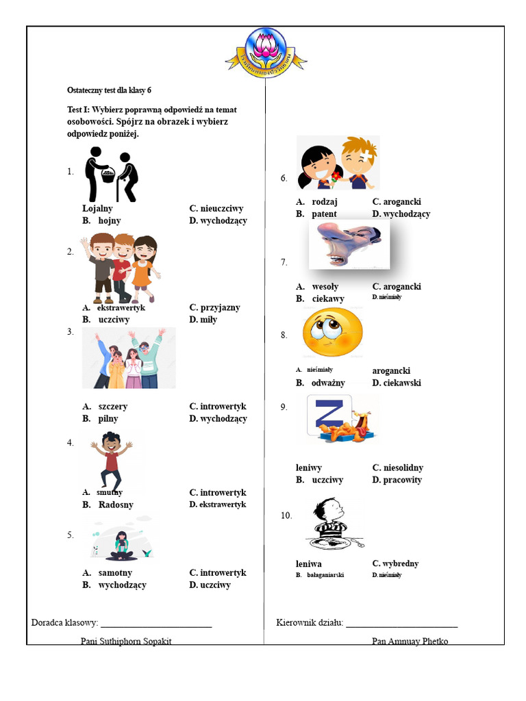 Final Test For Grade 6 | PDF