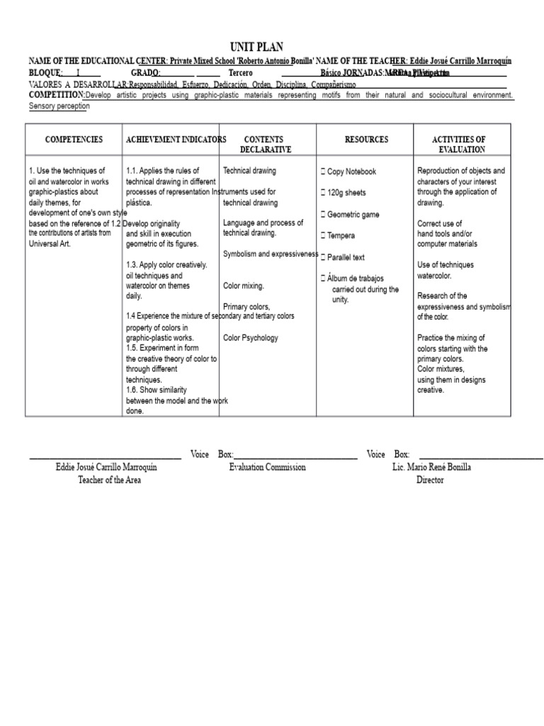 Third Grade Art Unit Plan | PDF | Drawing | Color