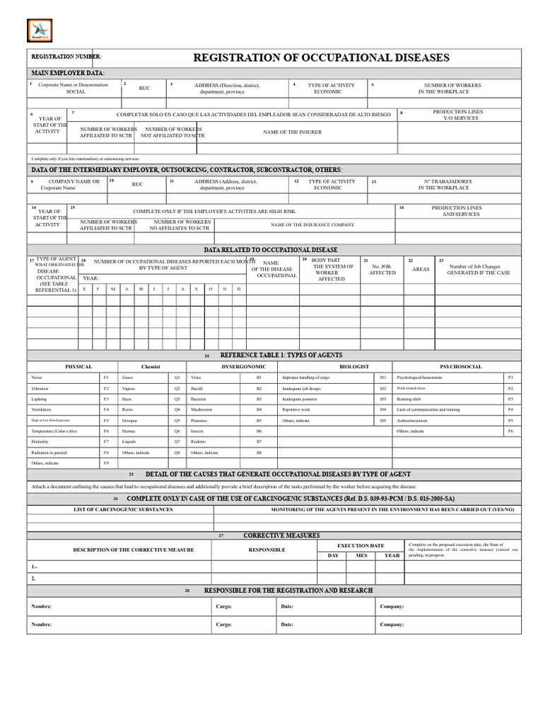 Occupational Disease Registration Form | PDF