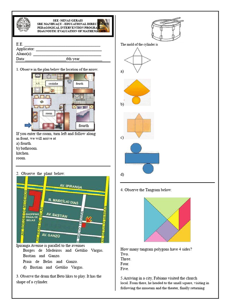 Diagnostic Assessment of Mathematics 6th Grade | PDF