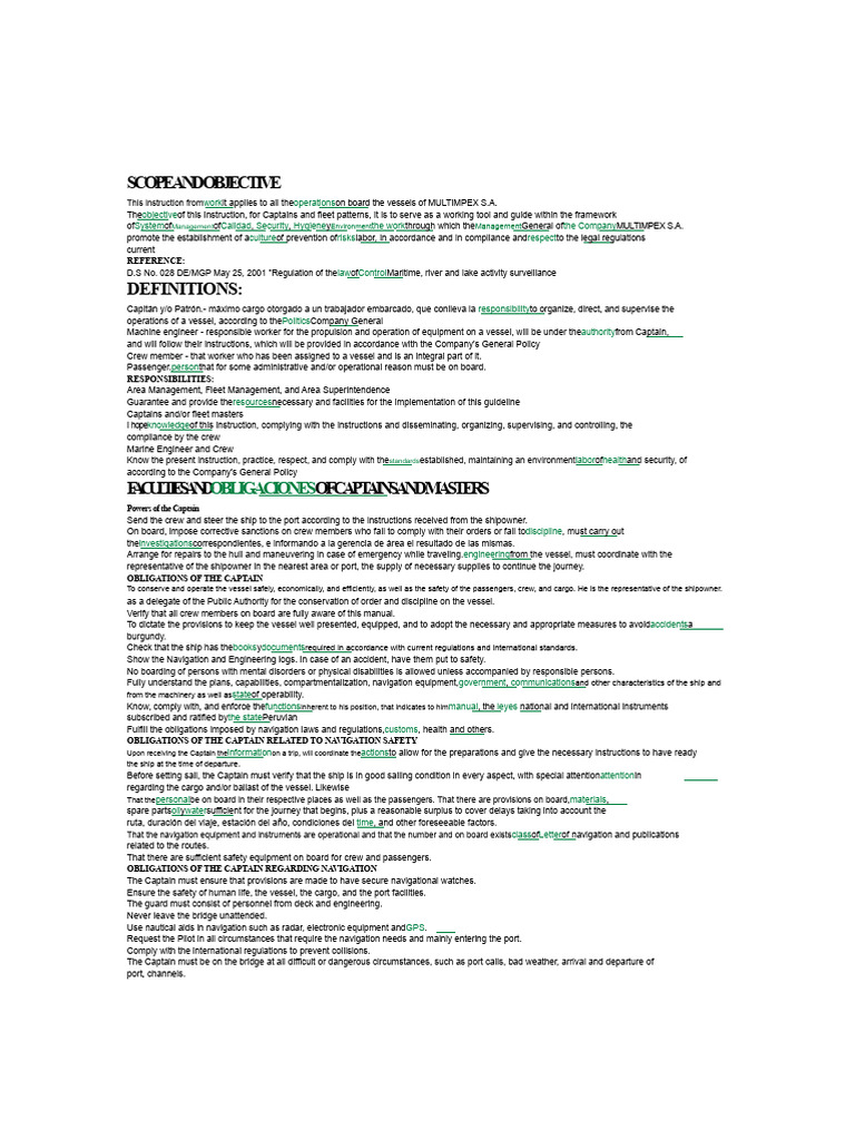 Functions Manual For Vessels | PDF | Sea Captain | Ships