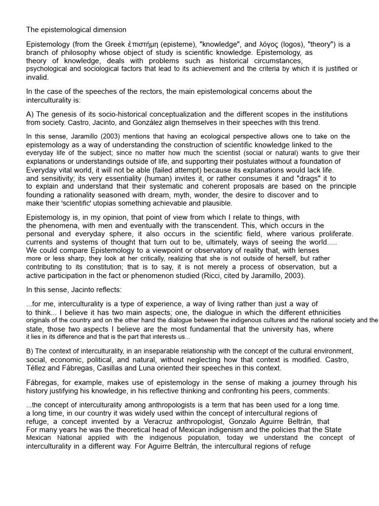 The Epistemological Dimension | PDF | Epistemology | Knowledge