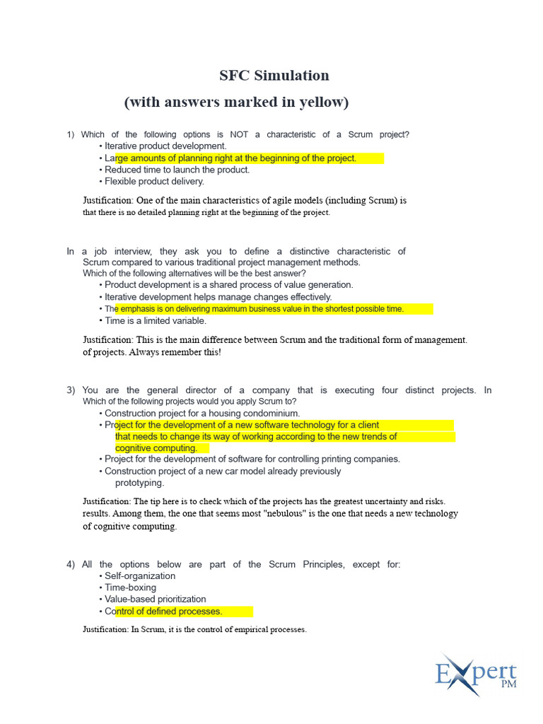 SFC Simulation - Answer Key | PDF | Scrum (Software Development)