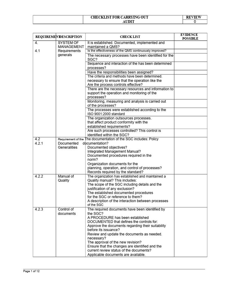 SGC Audit Checklist | PDF | Audit | Quality Management System