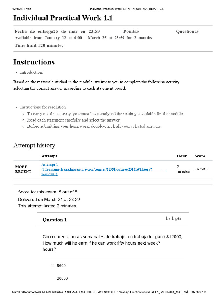 Individual Practical Work 1.1_ VTINI-001_MATHEMATICS-UAA | PDF ...