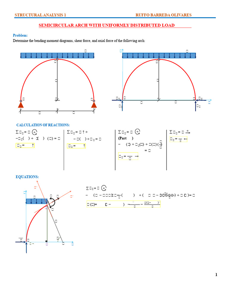 Bending Moment Analysis of Semicircular Arch | PDF | Bending ...