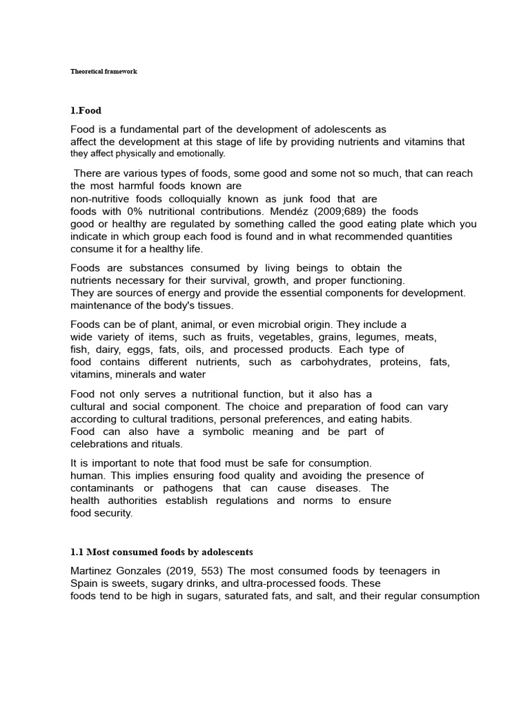 Theoretical Framework | PDF | Healthy Diet | Foods