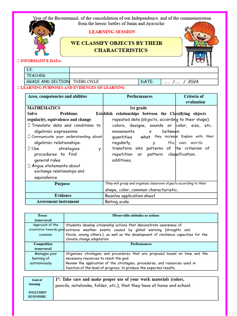 1st U1 s1 Session d4 Math We Classify Objects | PDF | Shape | Mathematics
