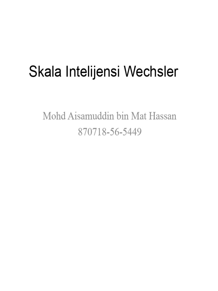 Skala Intelijensi Wechsler: WISC & WAIS | PDF