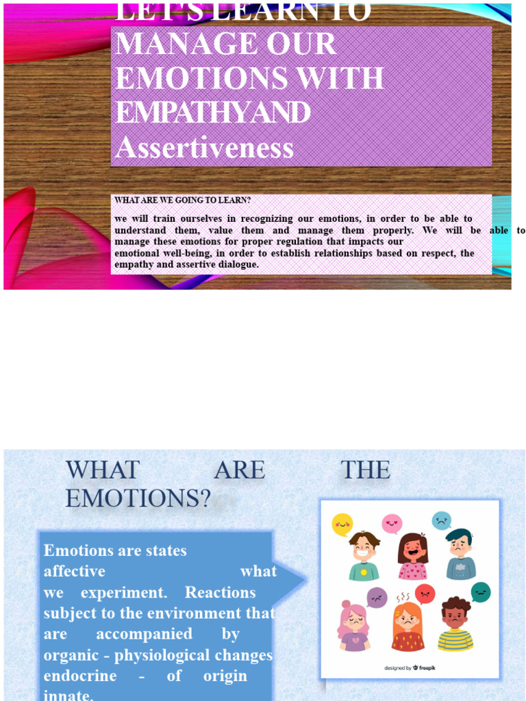 Let's Learn To Manage Our Emotions With Empathy and | PDF | Empathy ...