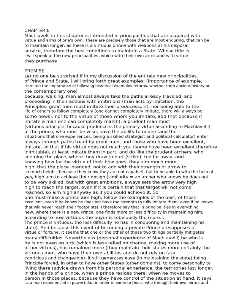 Chapter 6 The Prince Machiavelli | PDF | The Prince