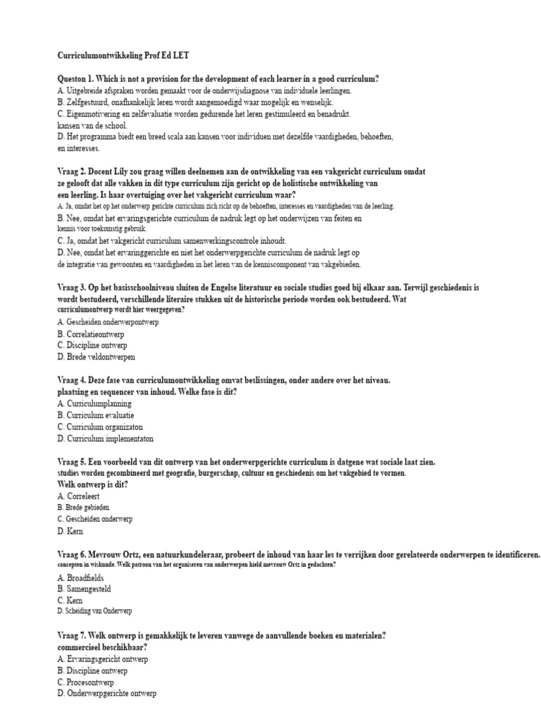 Curriculumontwikkeling Prof Ed LET Reviewer | PDF